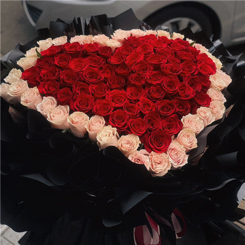 99 Roses Heart Shape Bouquet (Red/Pink) – Mitcham Florist